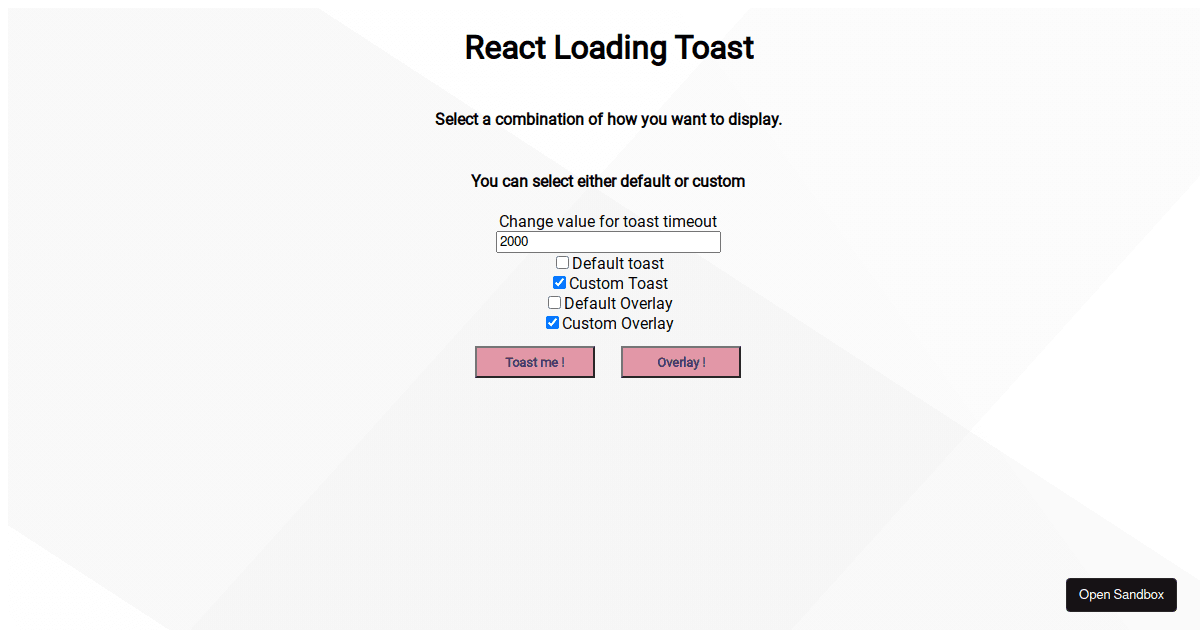 React-Loading-Toast (forked) - Codesandbox