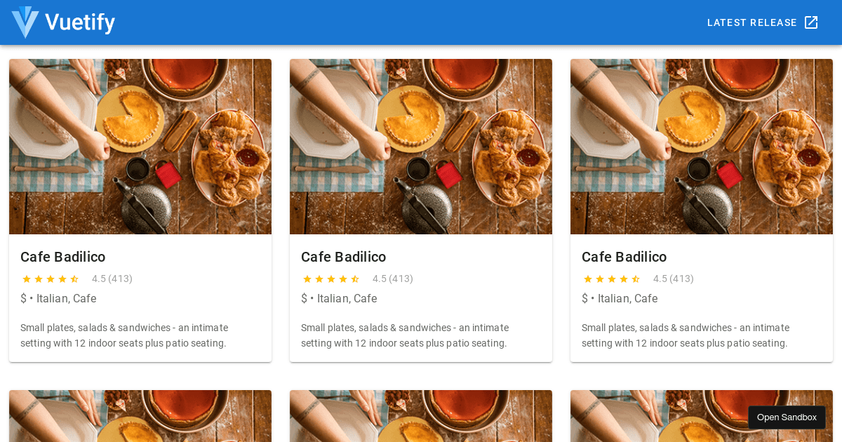stack-70701639 v-for / v-col Example - Codesandbox