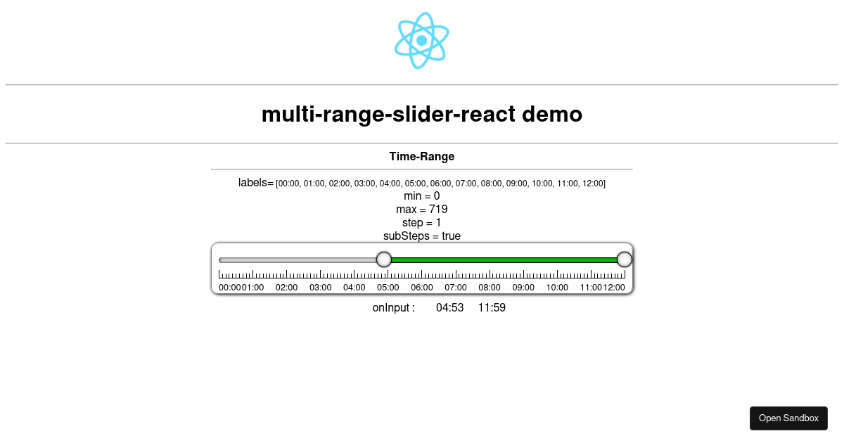 Range slider time range Codesandbox