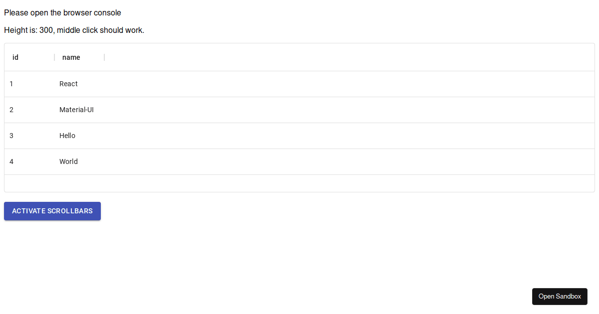 Middle mouse click - Codesandbox