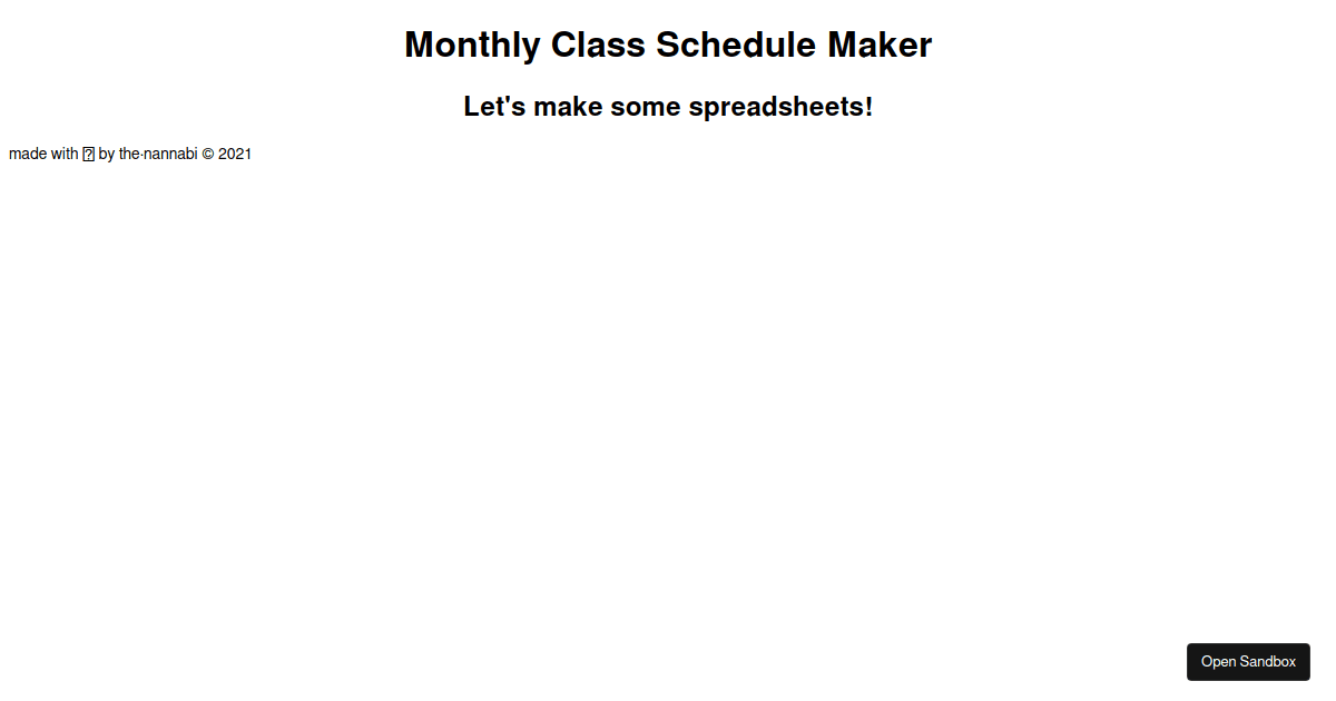 react monthly class schedule maker - Codesandbox