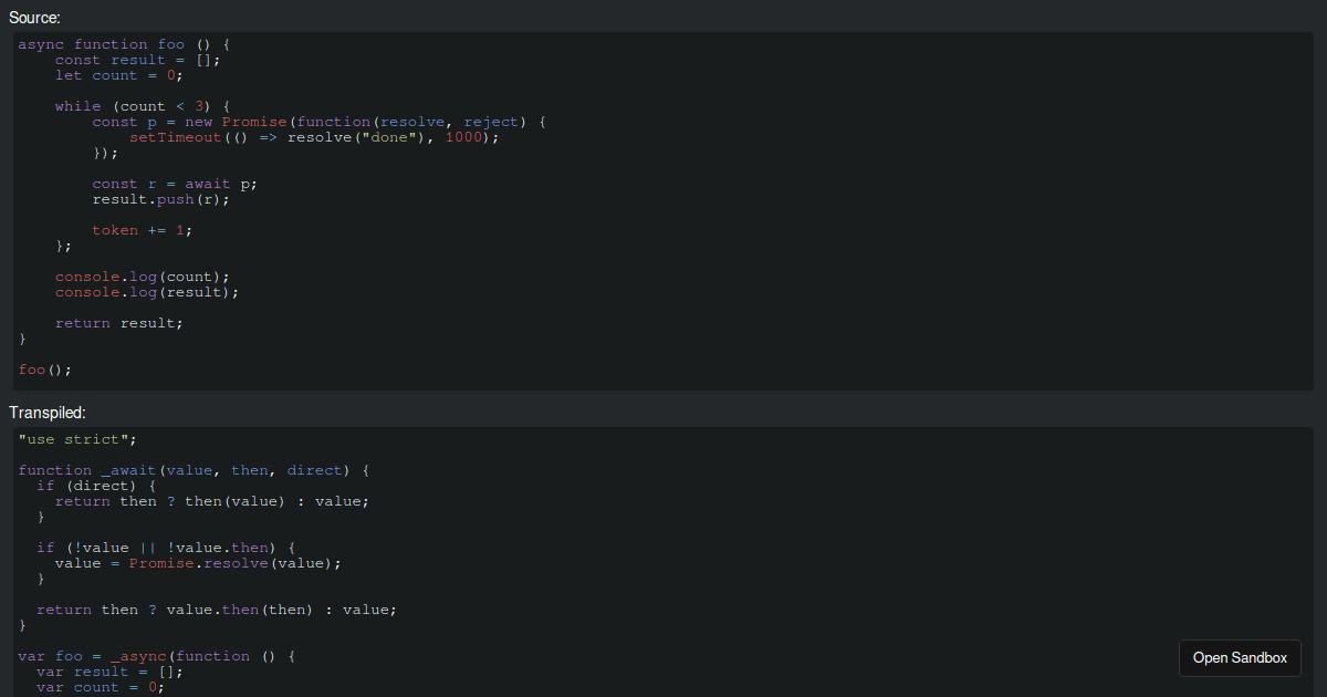 Babel Playground - Codesandbox