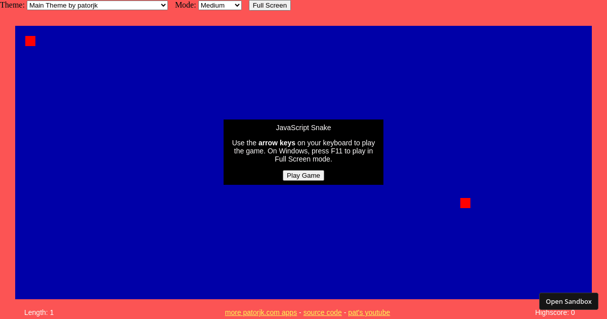 javascript-snake - Codesandbox