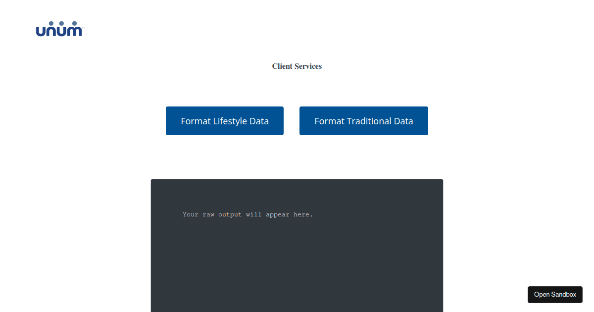 Unum Client Services - Codesandbox