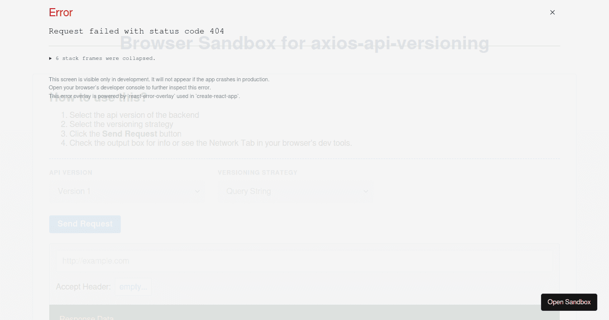 Axios Api Versioning Browser Demo Forked Codesandbox