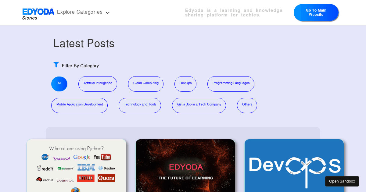 Edyoda web using react - Codesandbox