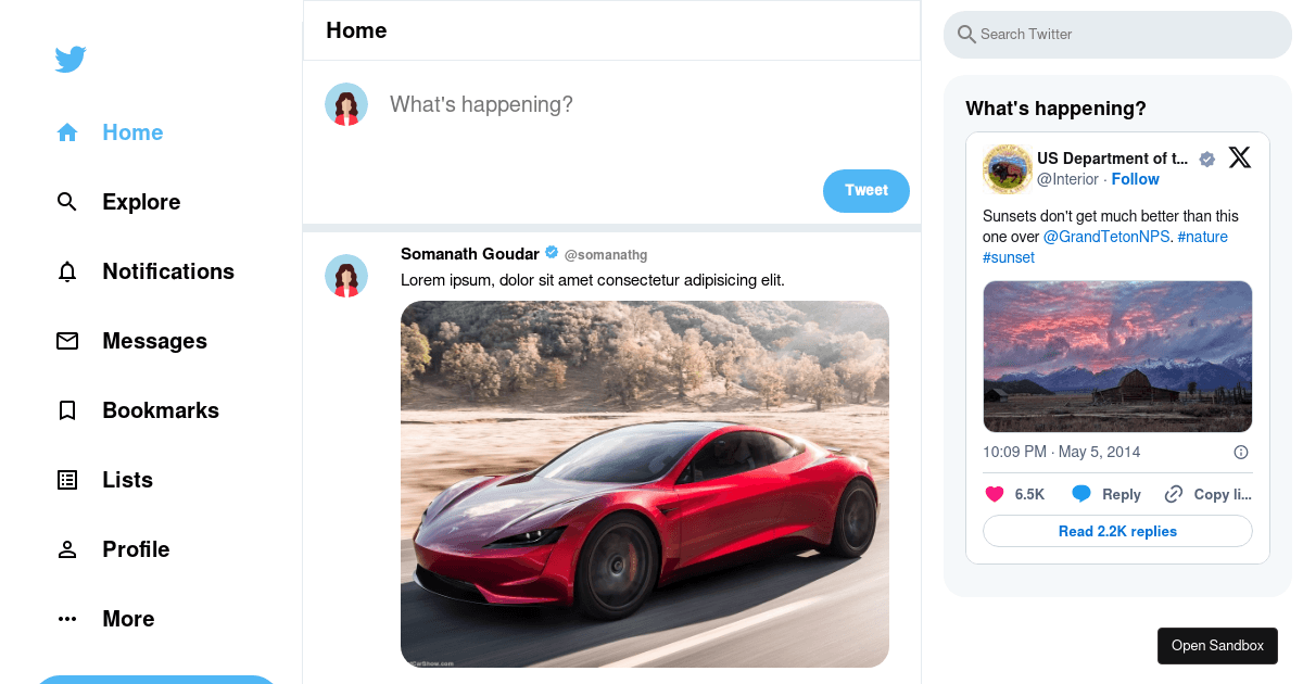 somanath-goudar/html-css-projects: twitter-clone - Codesandbox