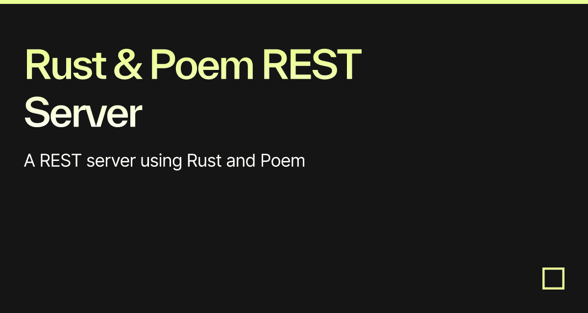 Rust & Poem REST Server - Codesandbox