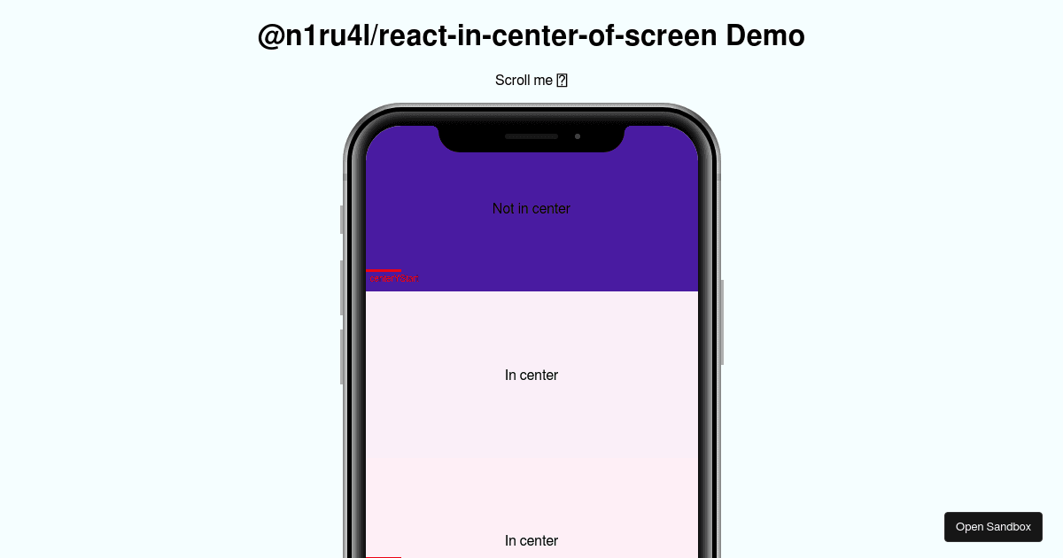 react-in-center-of-screen react-dom demo - Codesandbox