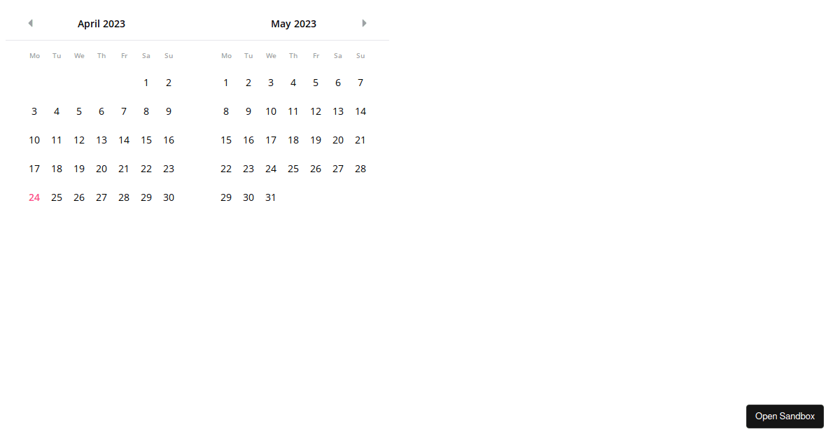 Calendar date picker with multiple ranges - Codesandbox