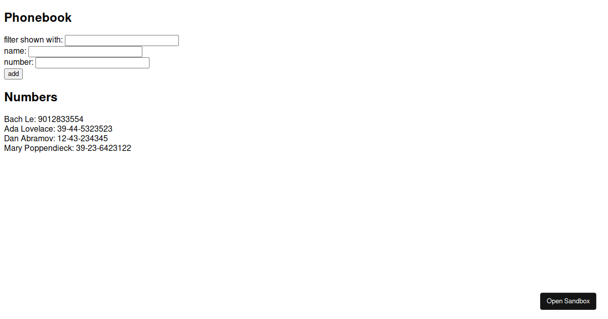 PhoneBook App - Codesandbox
