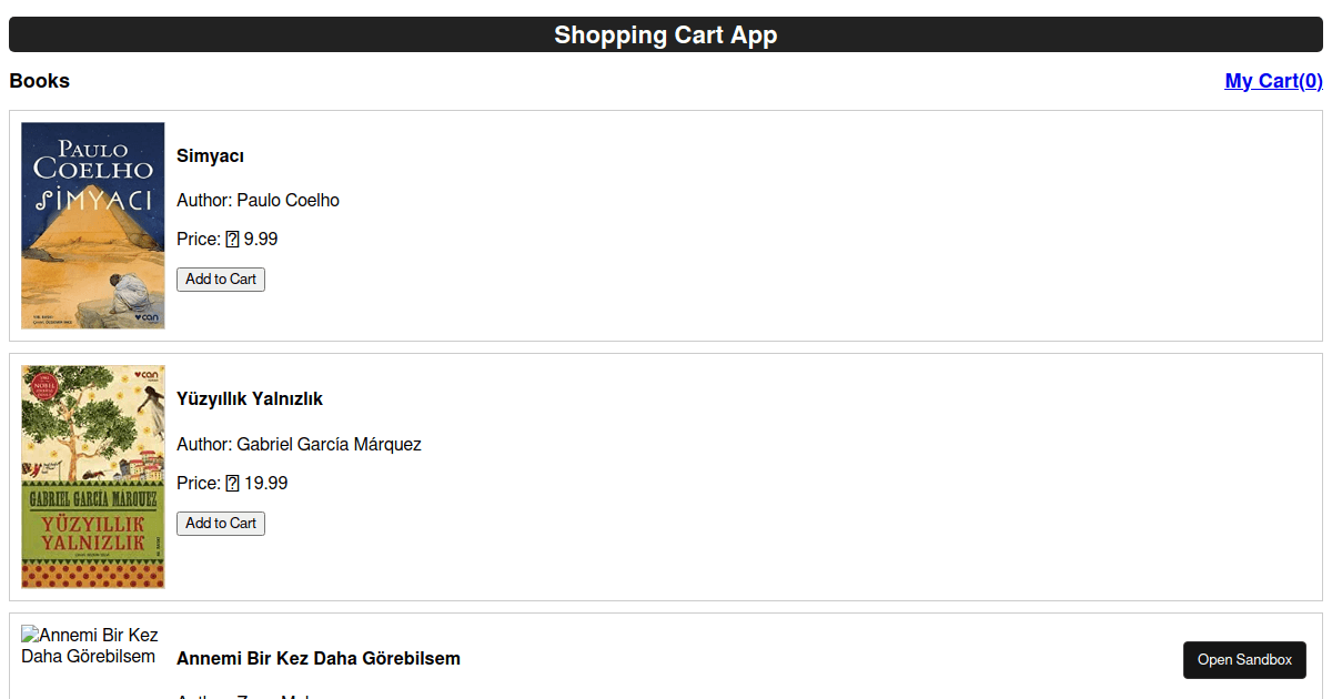 Shopping Cart with Context API - Codesandbox