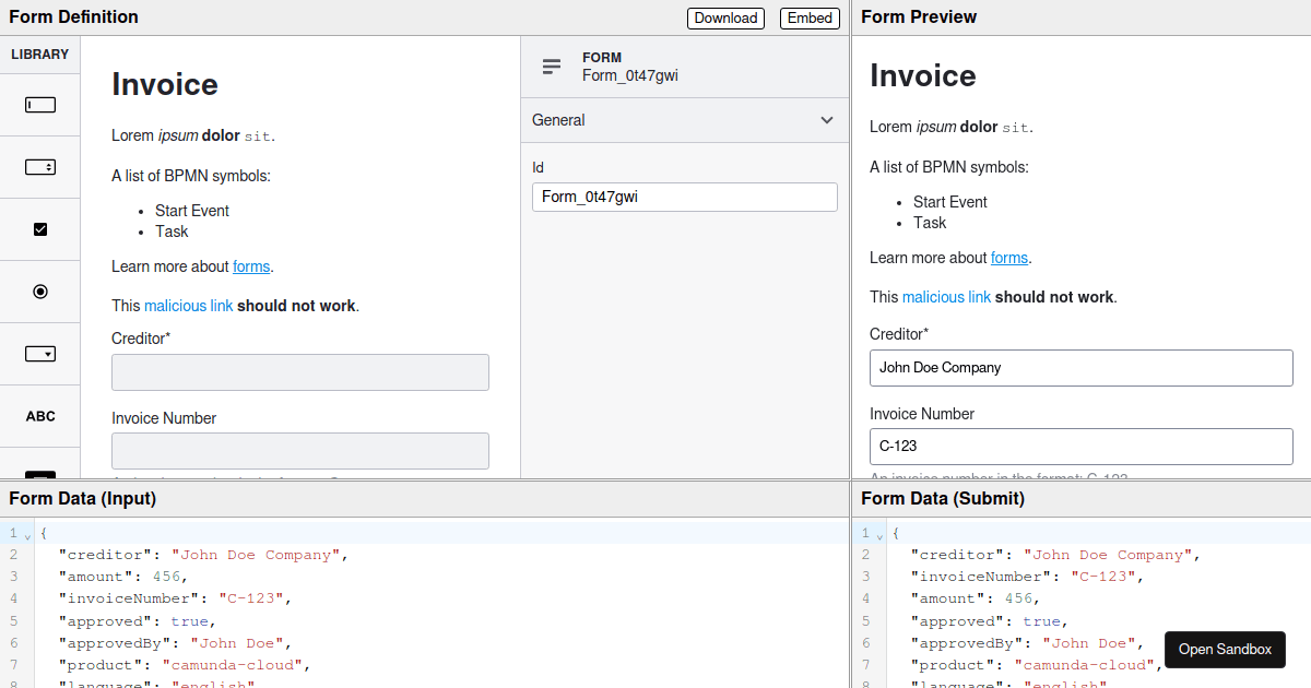 form-js-playground Demo - Codesandbox
