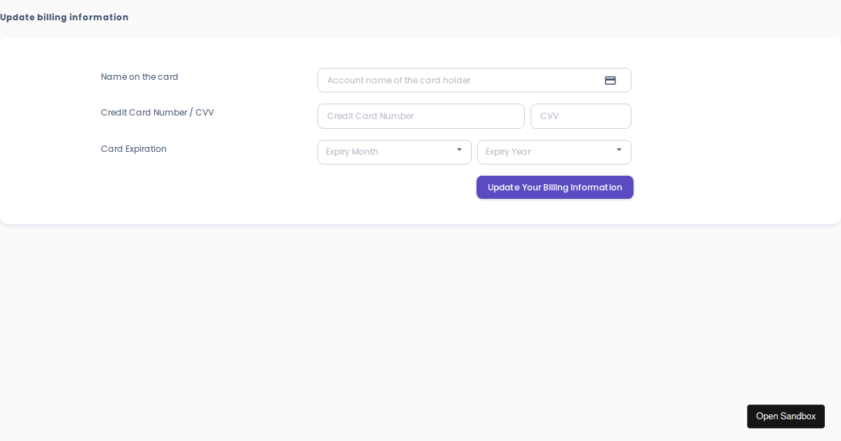 Billing Info - Codesandbox