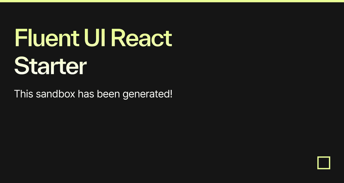 Fluent Ui React Starter Codesandbox
