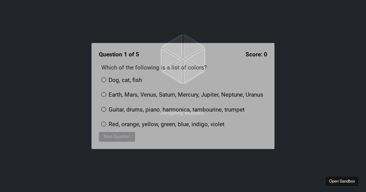React-quiz - Codesandbox