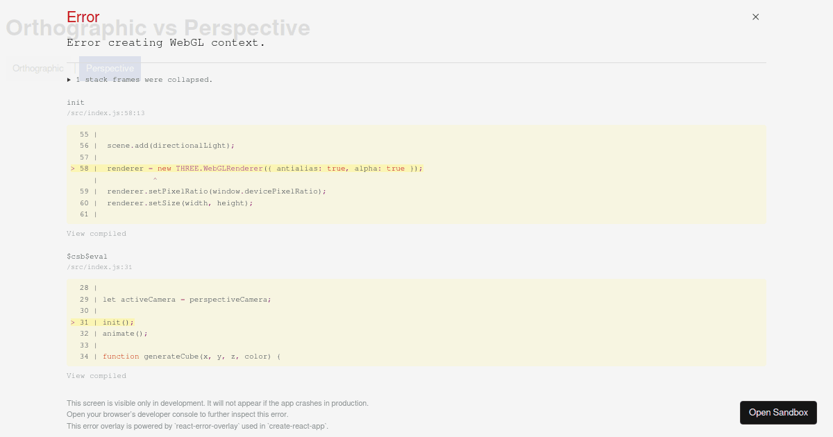 orthographic-and-perspective - Codesandbox