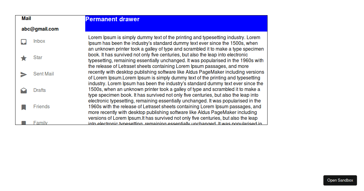 permanent drawer - Codesandbox