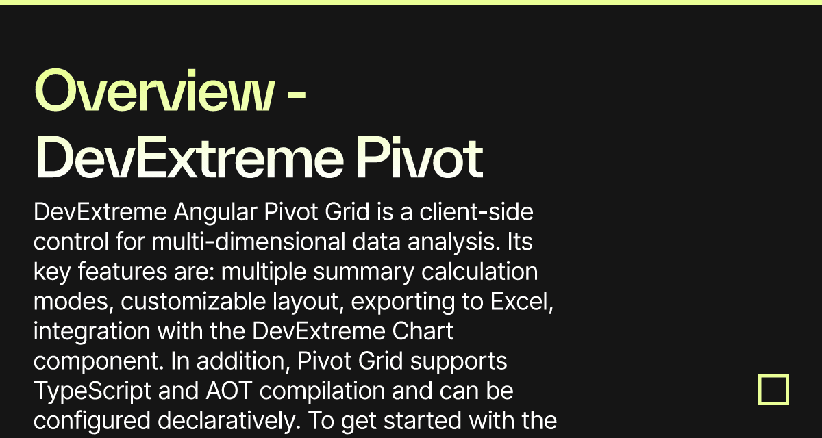 Overview - DevExtreme Pivot Grid - Codesandbox