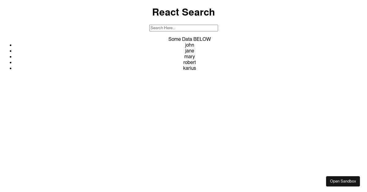 React Search - Codesandbox