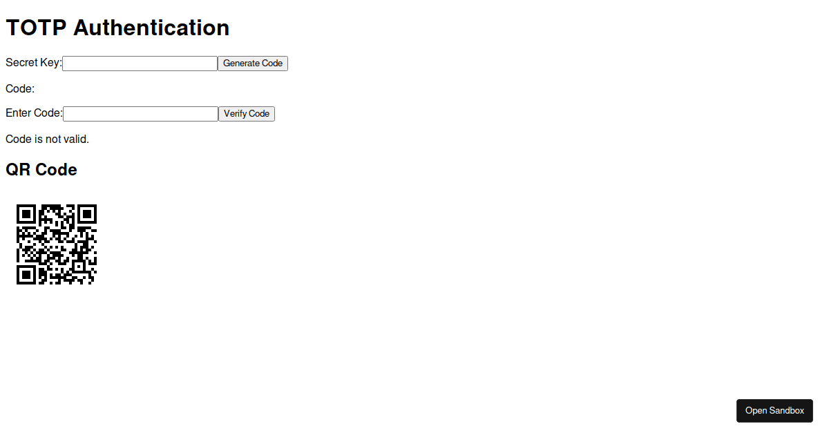 Simple totp - Codesandbox