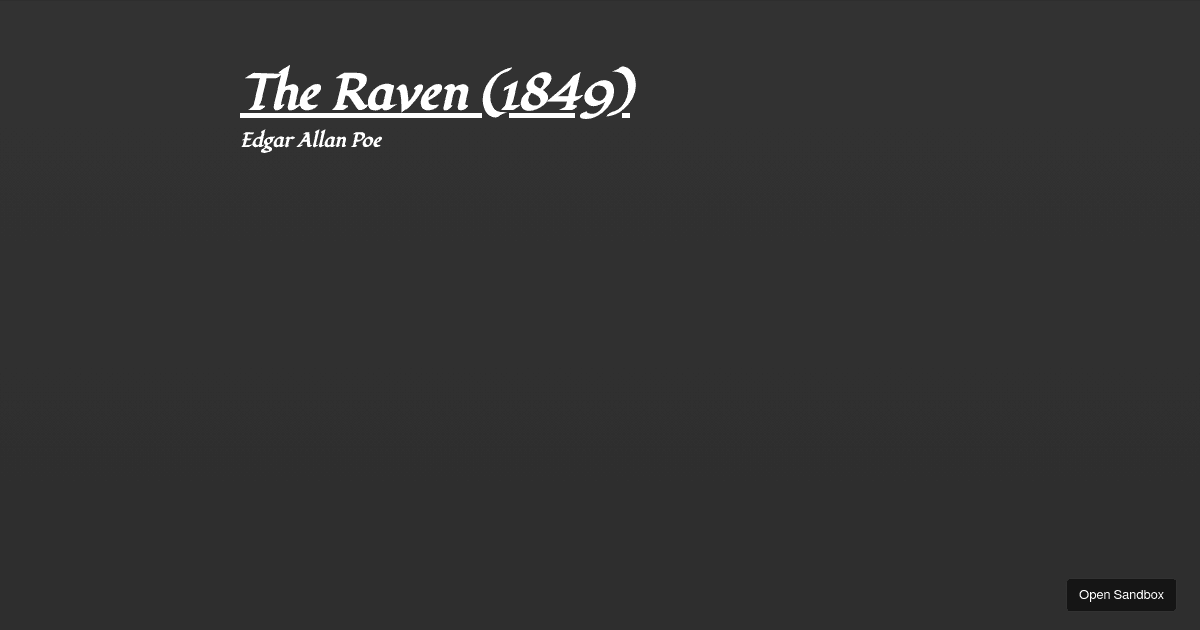 The Raven - Codesandbox