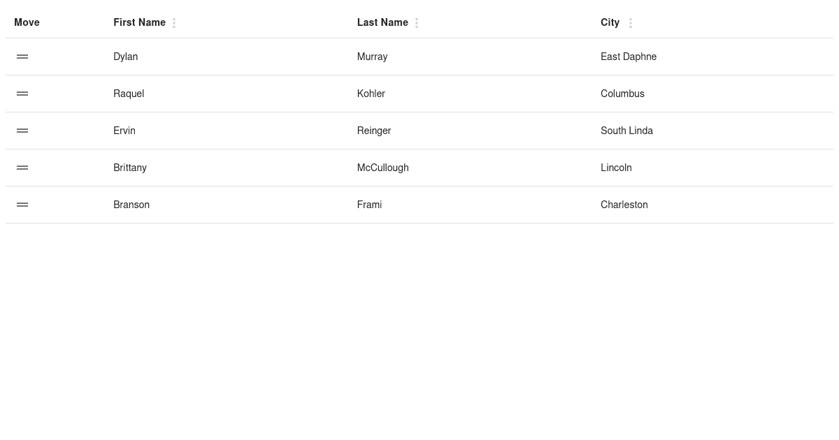 Material React Table Example Enable Row Ordering Codesandbox