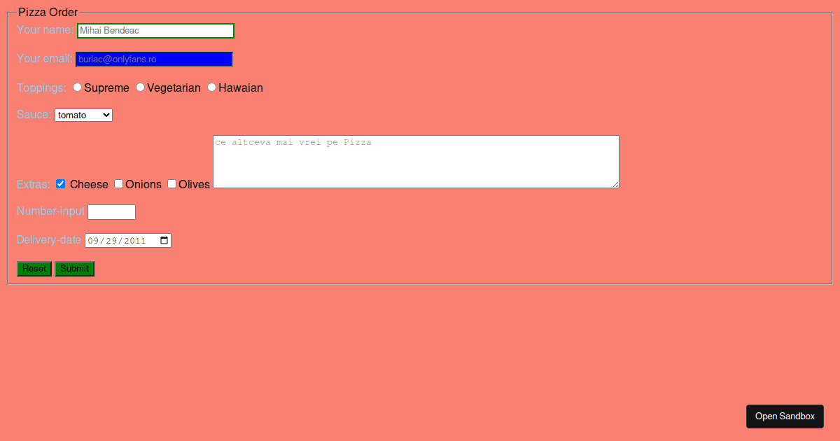 Forms &Inputs - Codesandbox