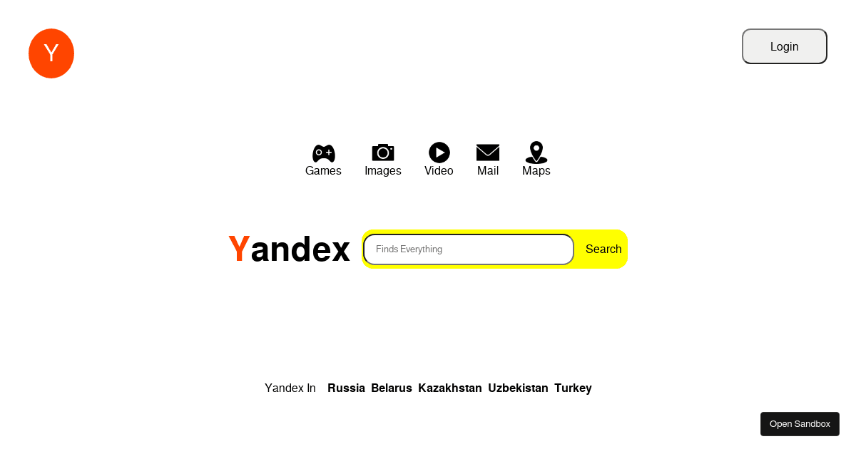 yandex - Codesandbox