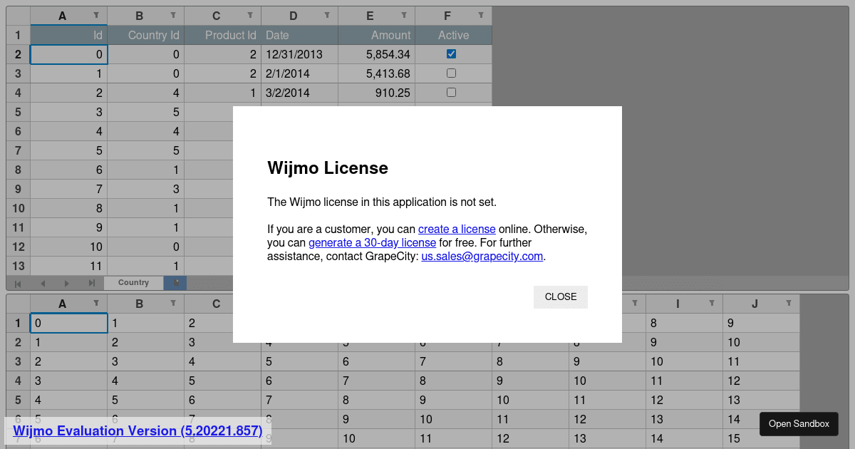 FlexSheet Vue sample - Codesandbox