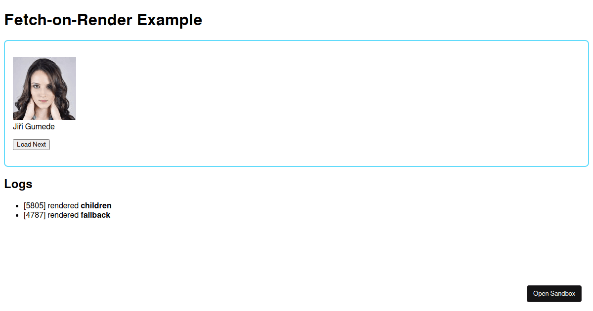 Fetch-on-Render Example - Codesandbox