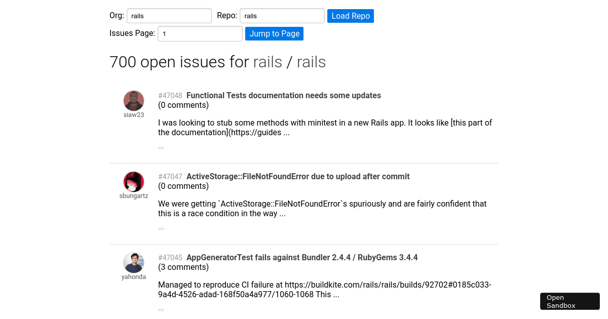 rsk-github-issues-example - Codesandbox