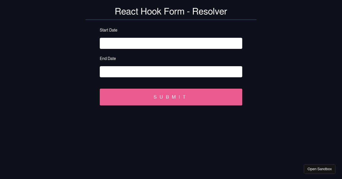 React Hook Form - Resolver (forked) - Codesandbox