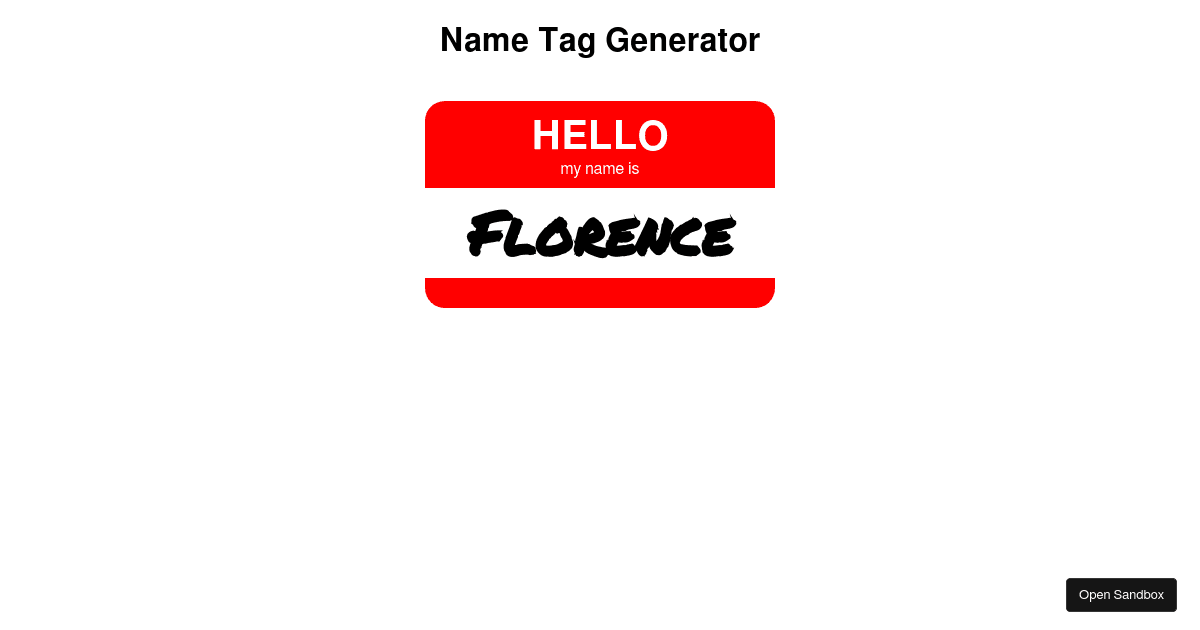 L5 - Write a Functional Component Name-Tag-Part-1 (5.4) - Codesandbox