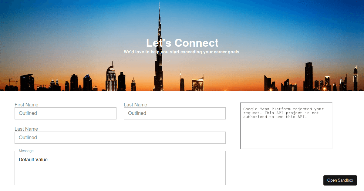 contact us page - Codesandbox