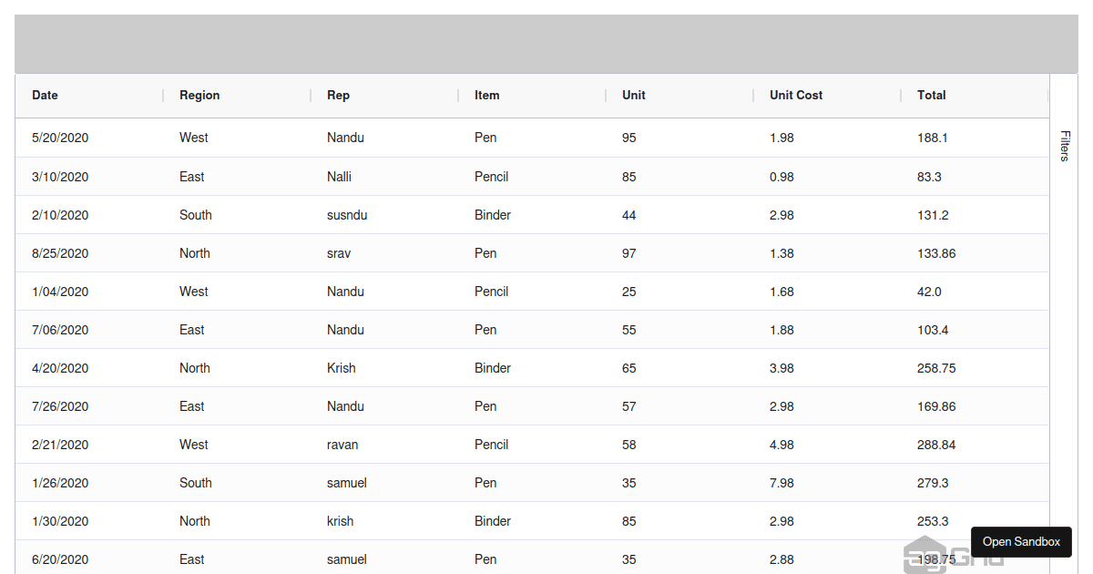 Rocket Grid - Codesandbox