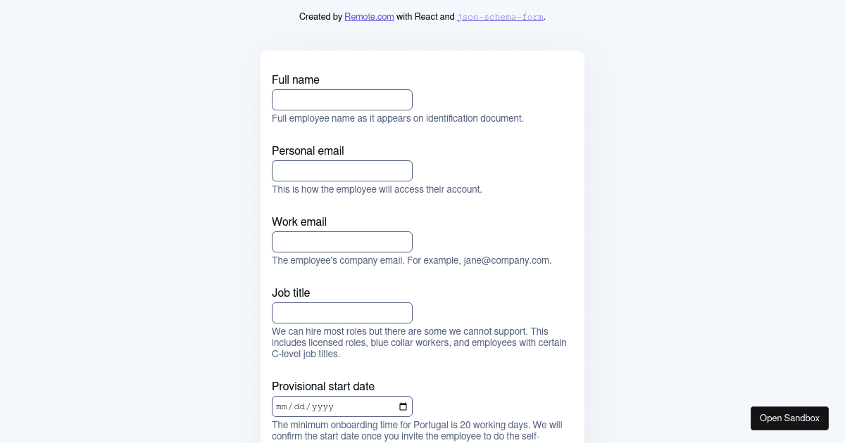 [json-schema-form] Getting Started (Contract Details) (2023 Dec 8 ...
