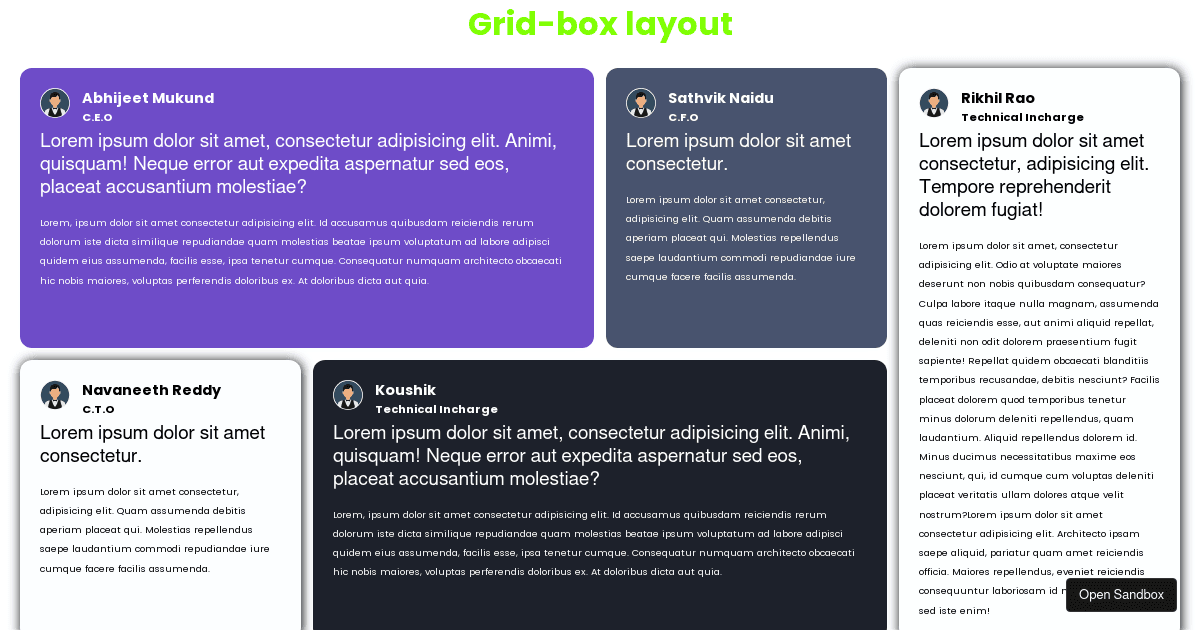 Assignment 11 gridbox - Codesandbox
