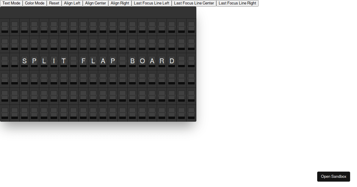 React Split Flap Board Example Codesandbox