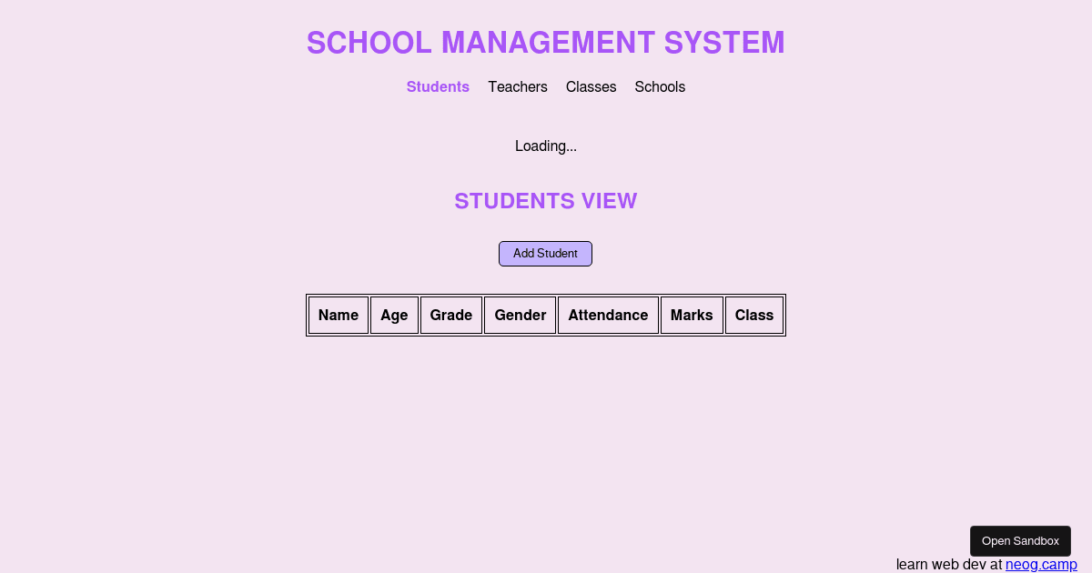 School Management - Codesandbox
