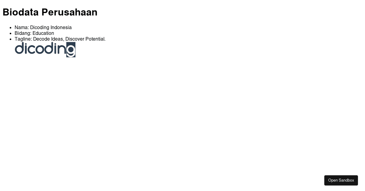 Latihan Menggunakan JSX - Codesandbox