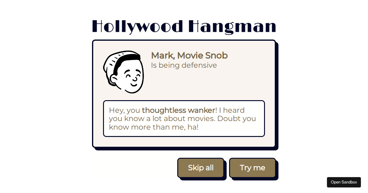 hollywood-hangman - Codesandbox