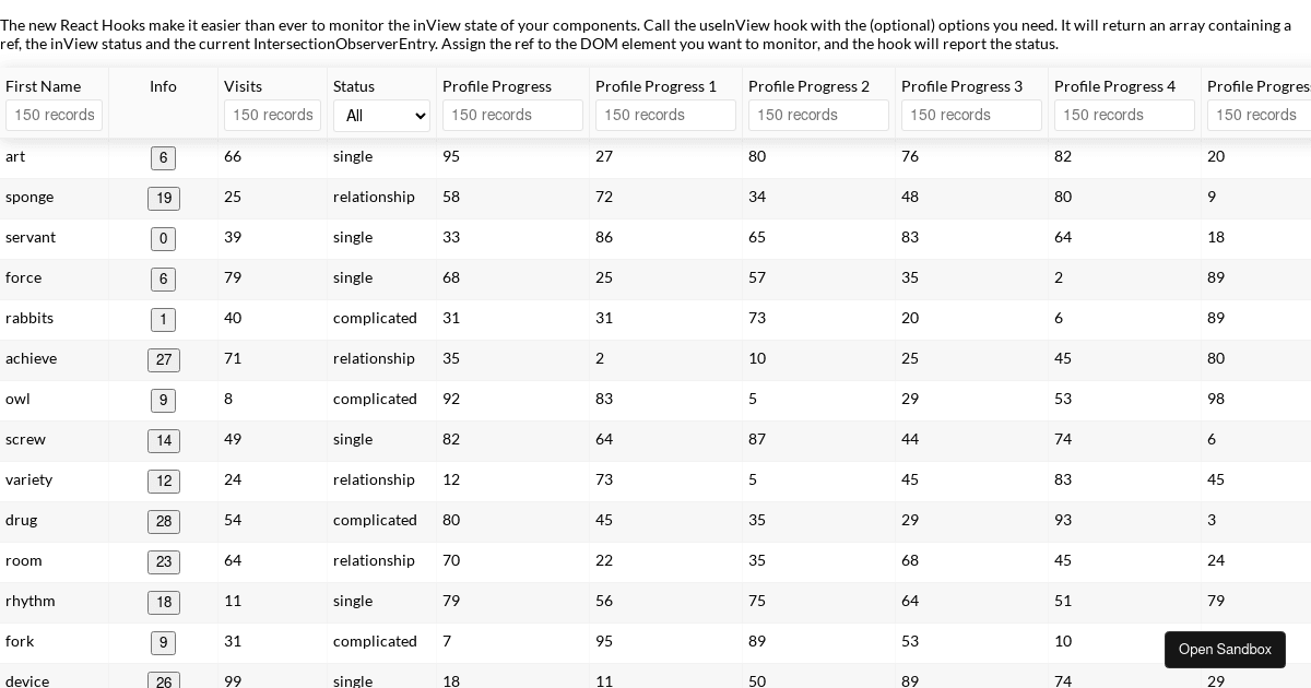 React Table V6 Styles Forked Codesandbox
