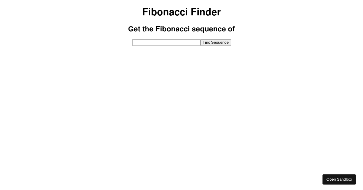 Fibonacci React App - Codesandbox