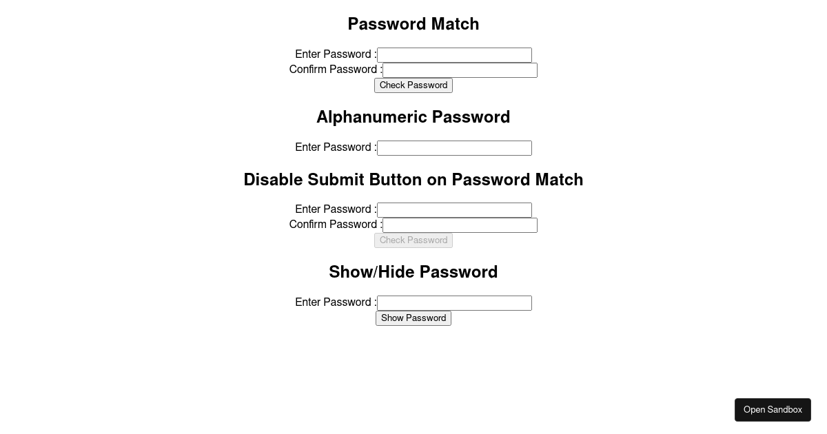 Password Validator - Codesandbox
