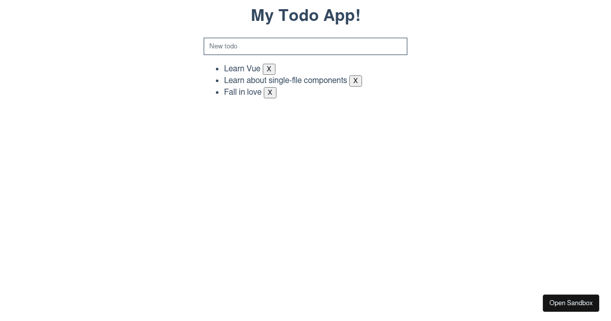 Simple Todo App with Vue (forked) - Codesandbox