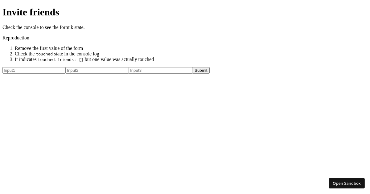Formik FieldArray - Codesandbox
