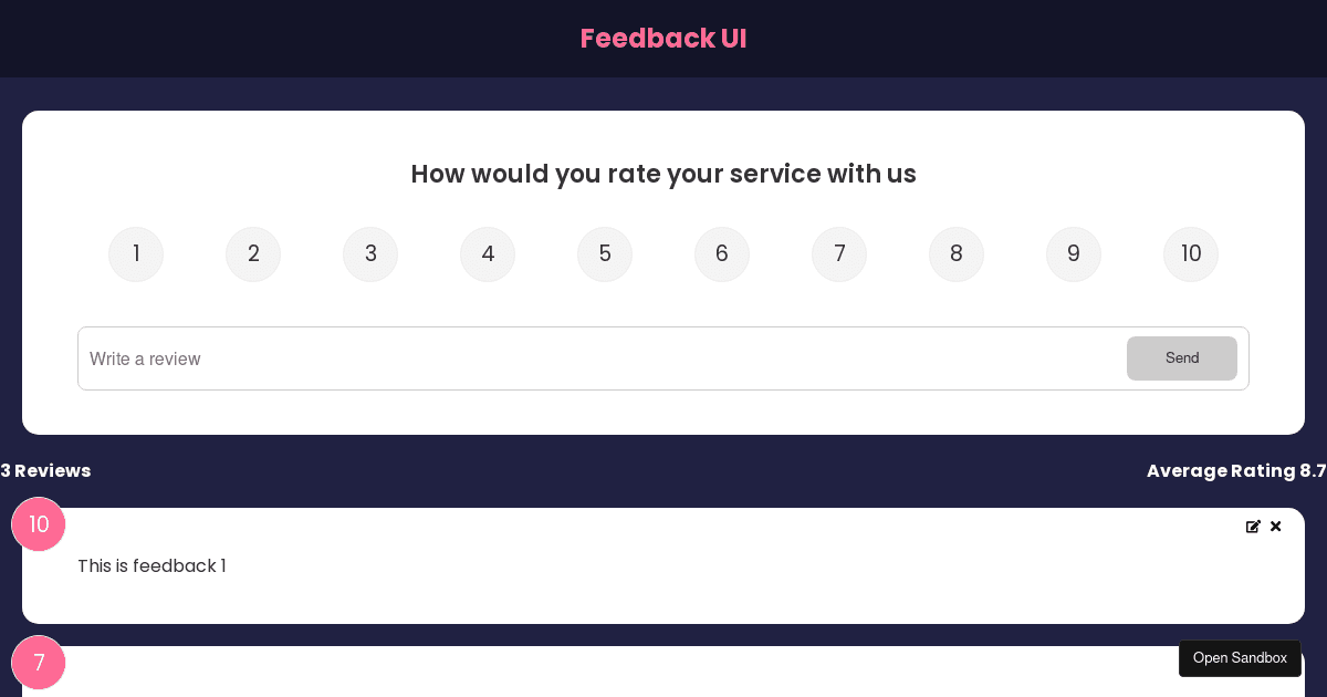 Feedback Ui Codesandbox