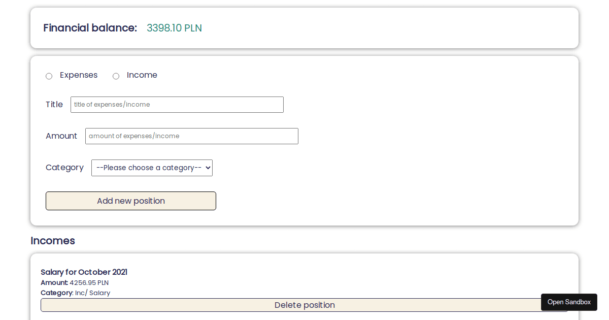 financial-balance - Codesandbox
