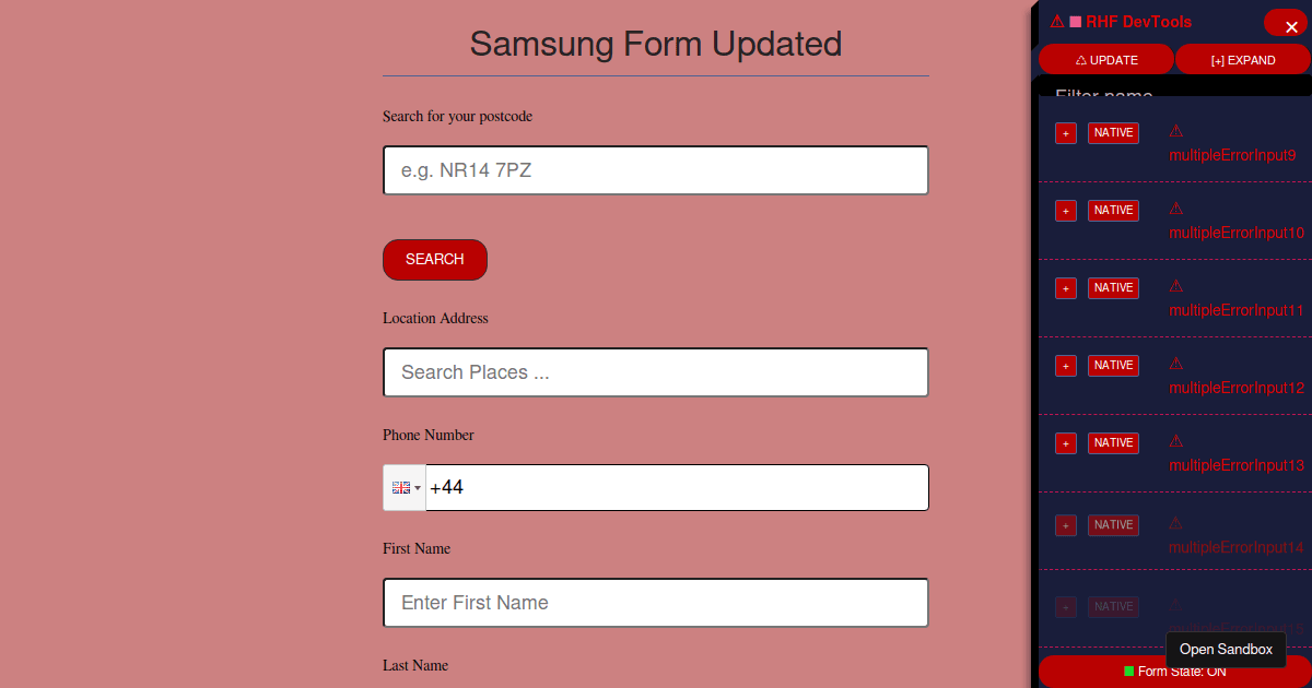 Boscodalglishreact Form Hooks Codesandbox